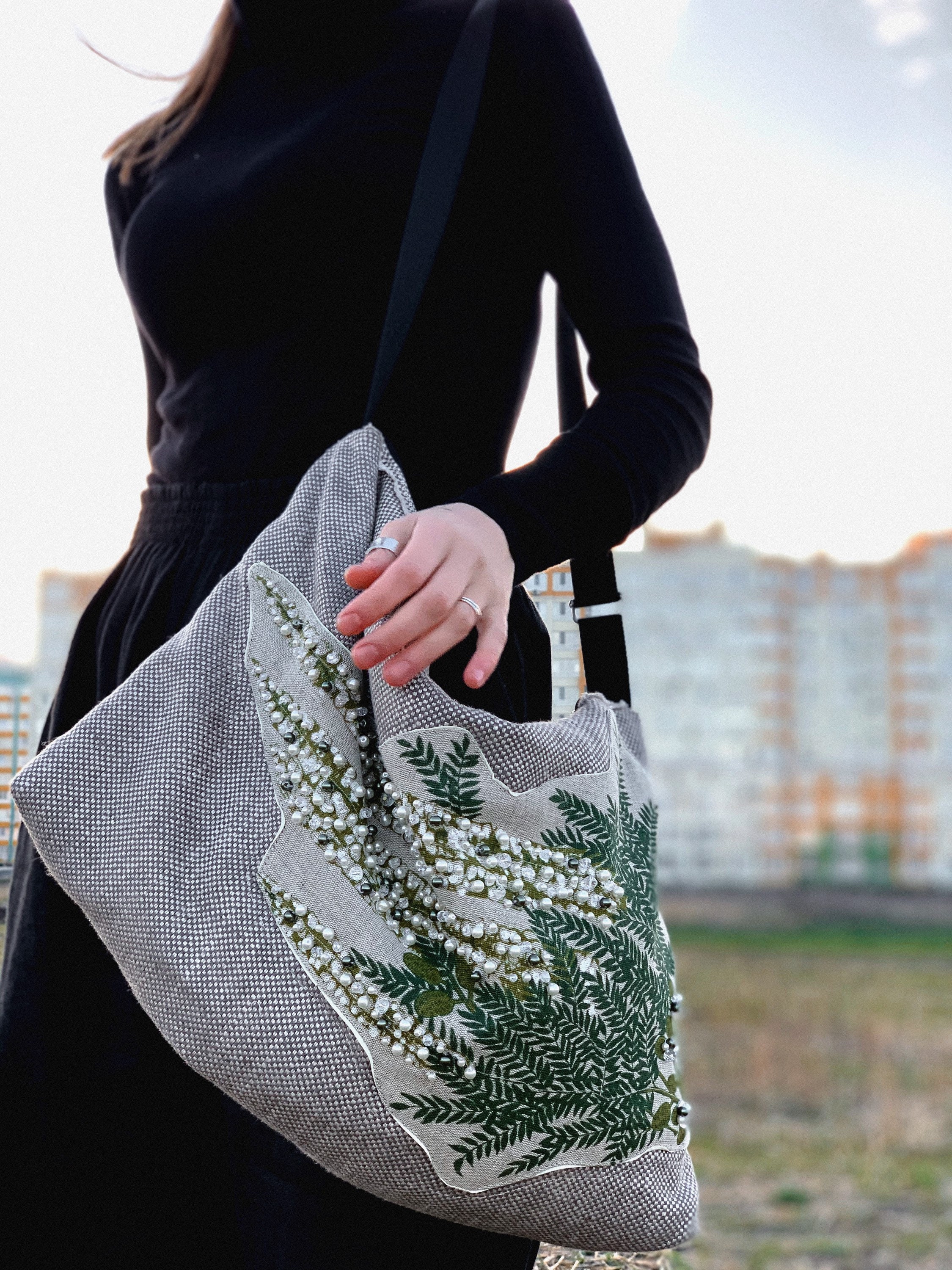 Handmade Linen Bag With Embroidery VIDANA - Etsy