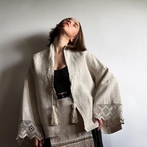 Linen Cape (homespun Linen) With Handmade Lace VIDANA - Etsy