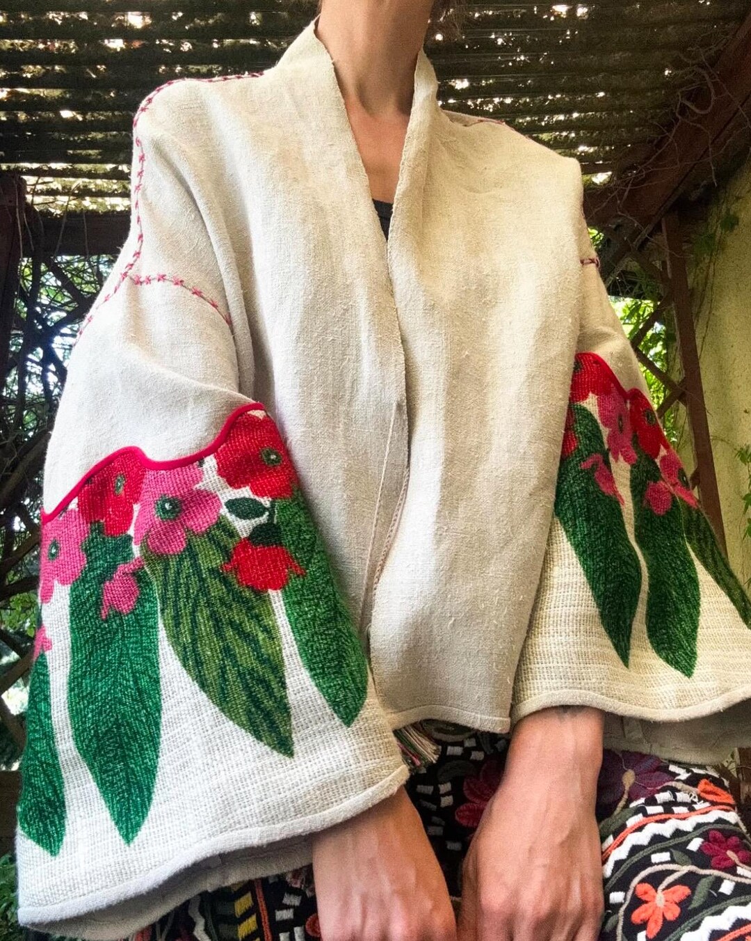 Linen Cape (homespun Linen) With Handmade Paintings VIDANA - Etsy