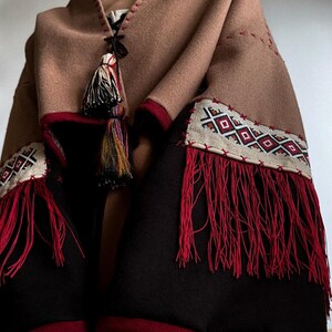 Brown Autumn/spring Cape With Handmade Embroidery - Etsy