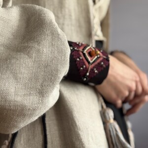 A Pair of Embroidered Detachable Cuffs, Black Linen Cuffs, Cotton Wrist ...