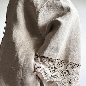 Linen Cape (homespun Linen) With Handmade Lace VIDANA - Etsy
