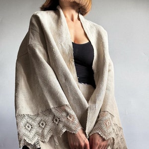 Linen Cape (homespun Linen) With Handmade Lace VIDANA - Etsy