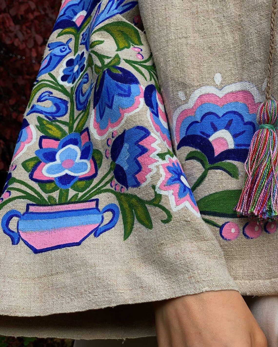 Linen Cape (homespun Linen) With Ethnic Handmade Paintings VIDANA - Etsy