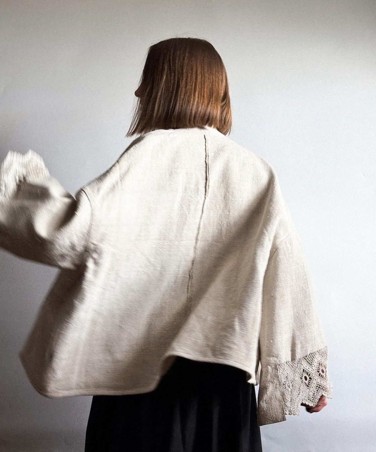 Linen Cape (homespun Linen) With Handmade Lace VIDANA - Etsy