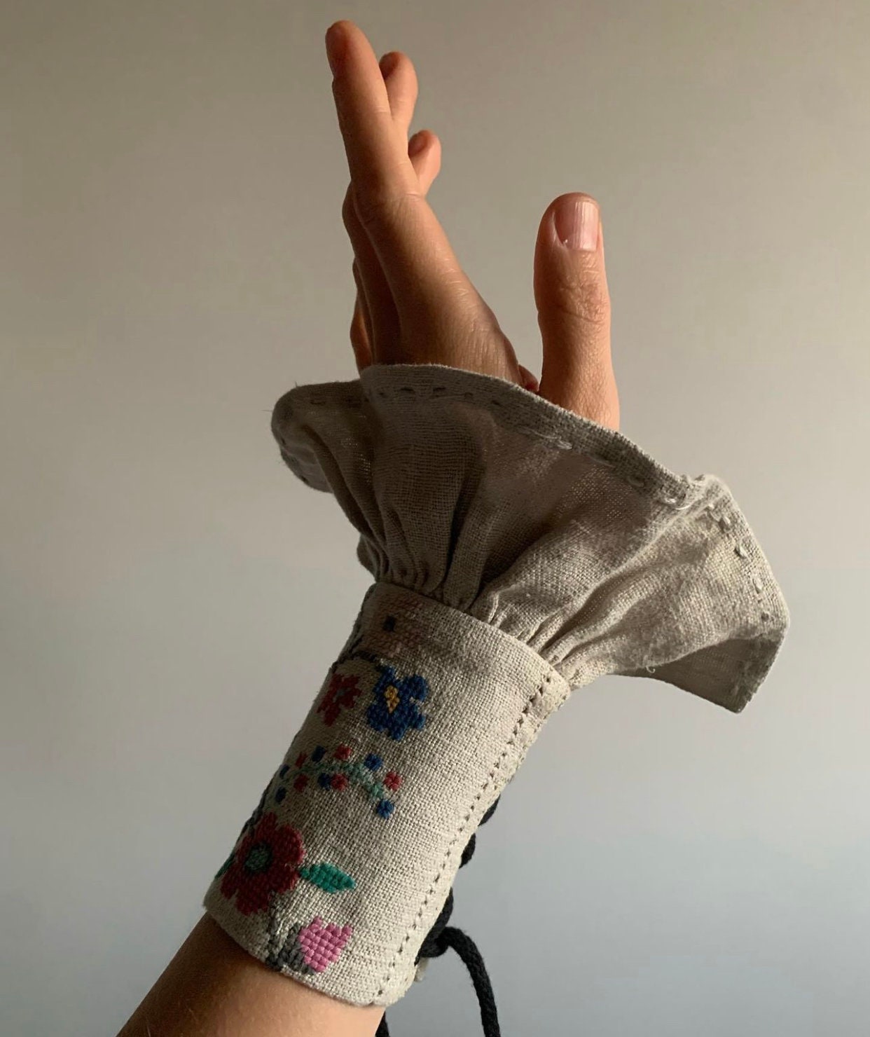 Homespun Linen Cuffs With Handmade Embroidery - Etsy