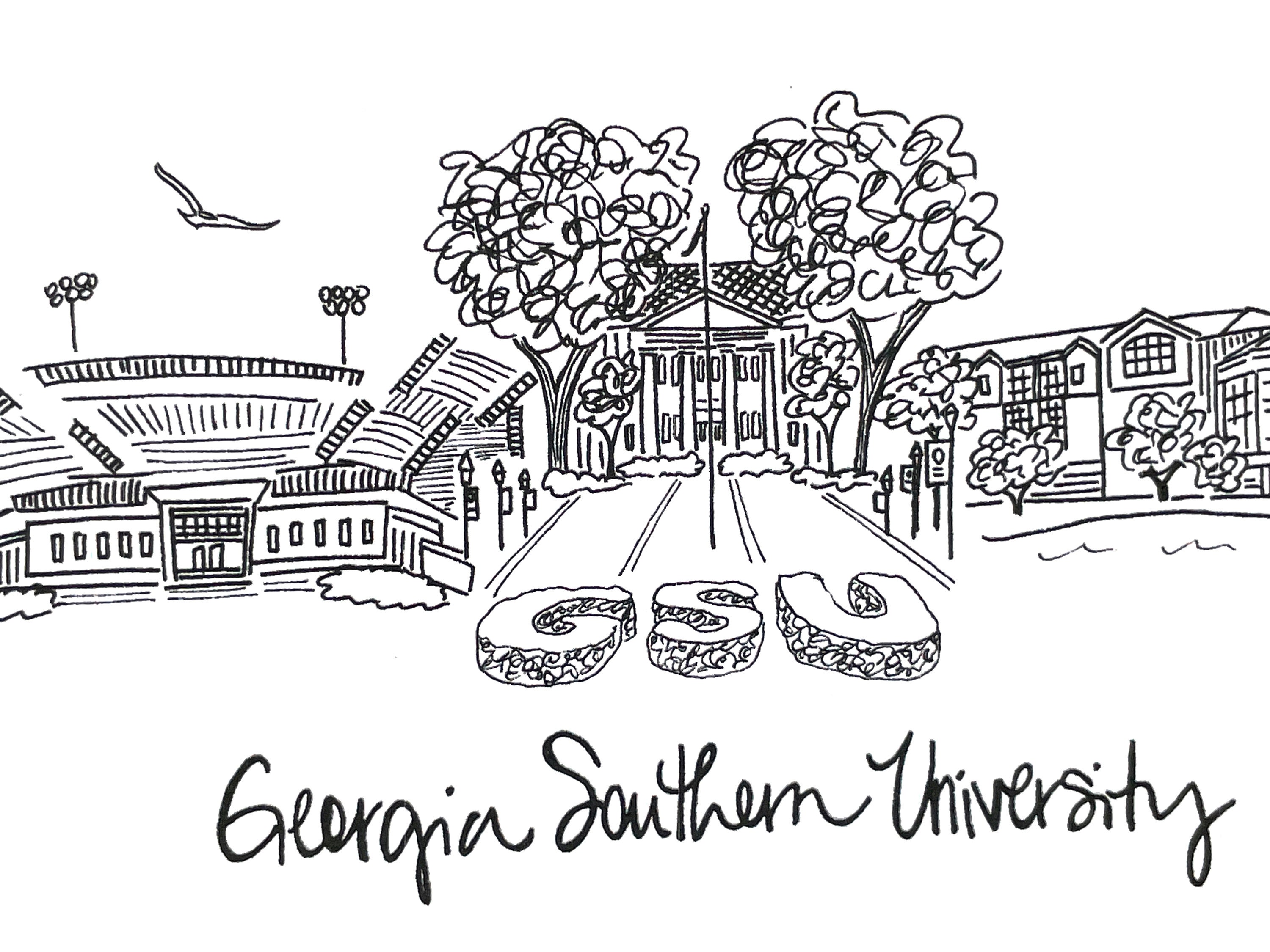 Georgia Southern University Art Print Statesboro GA - Etsy