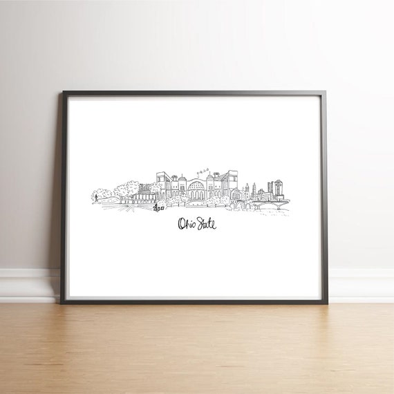Ohio State University Art Print Columbus OH Buckeyes - Etsy