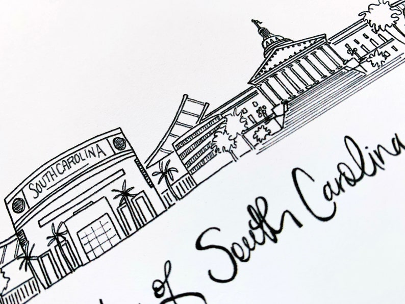 USC University of South Carolina Art Print Gamecocks | Etsy