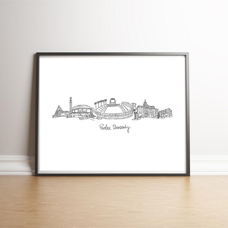 Purdue University Art Print Lafayette IN Indiana - Etsy