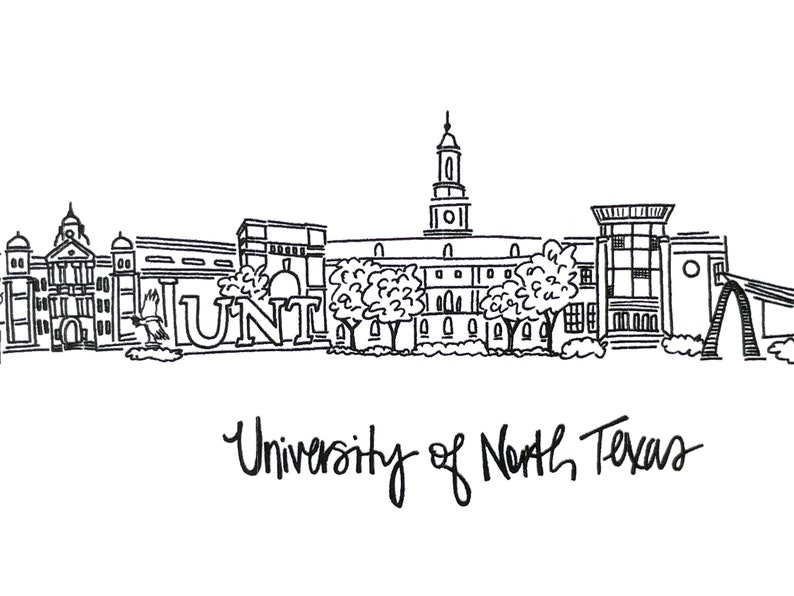 University of North Texas Art Print UNT Denton TX | Etsy