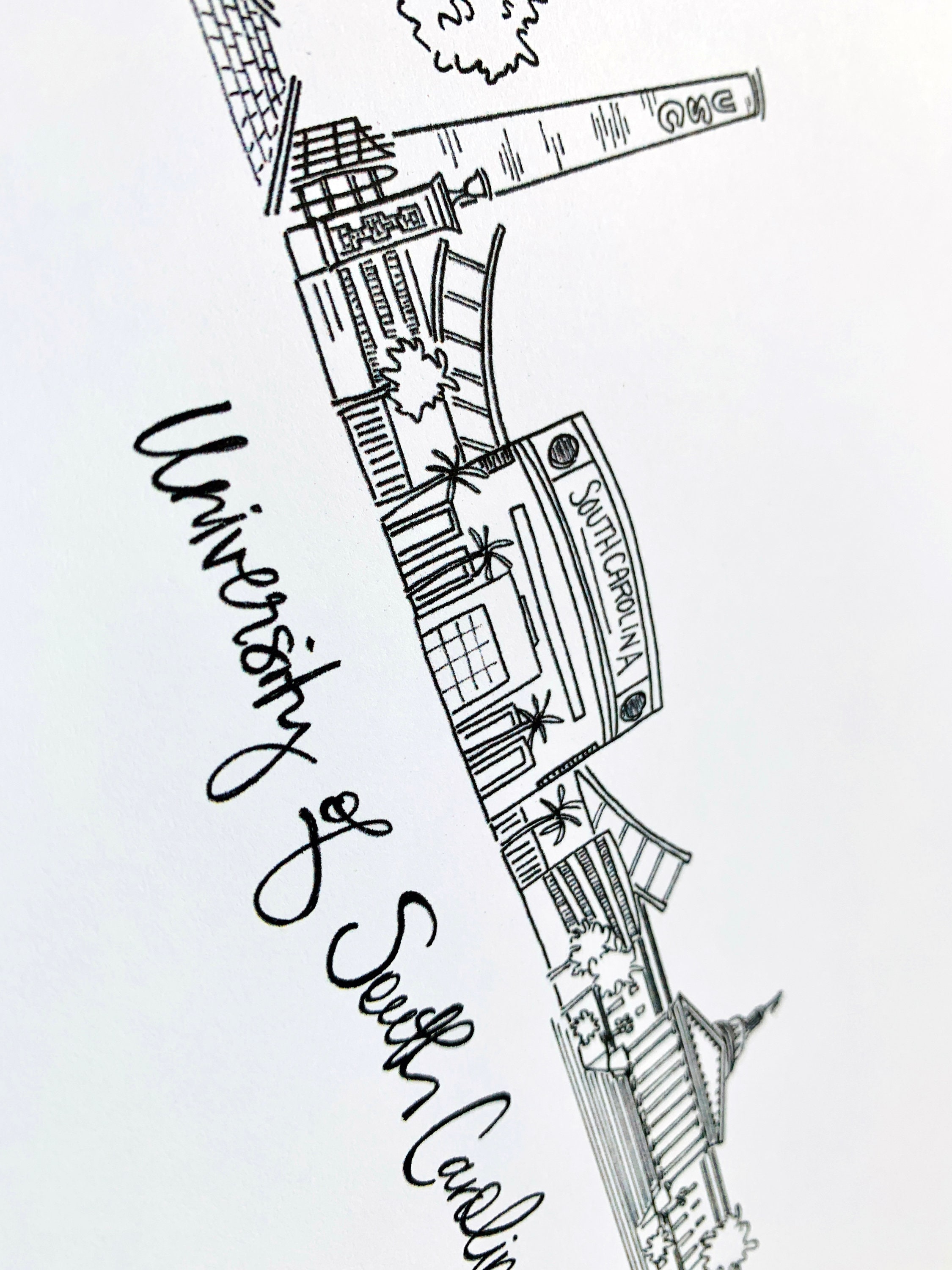 USC University of South Carolina Art Print Gamecocks | Etsy