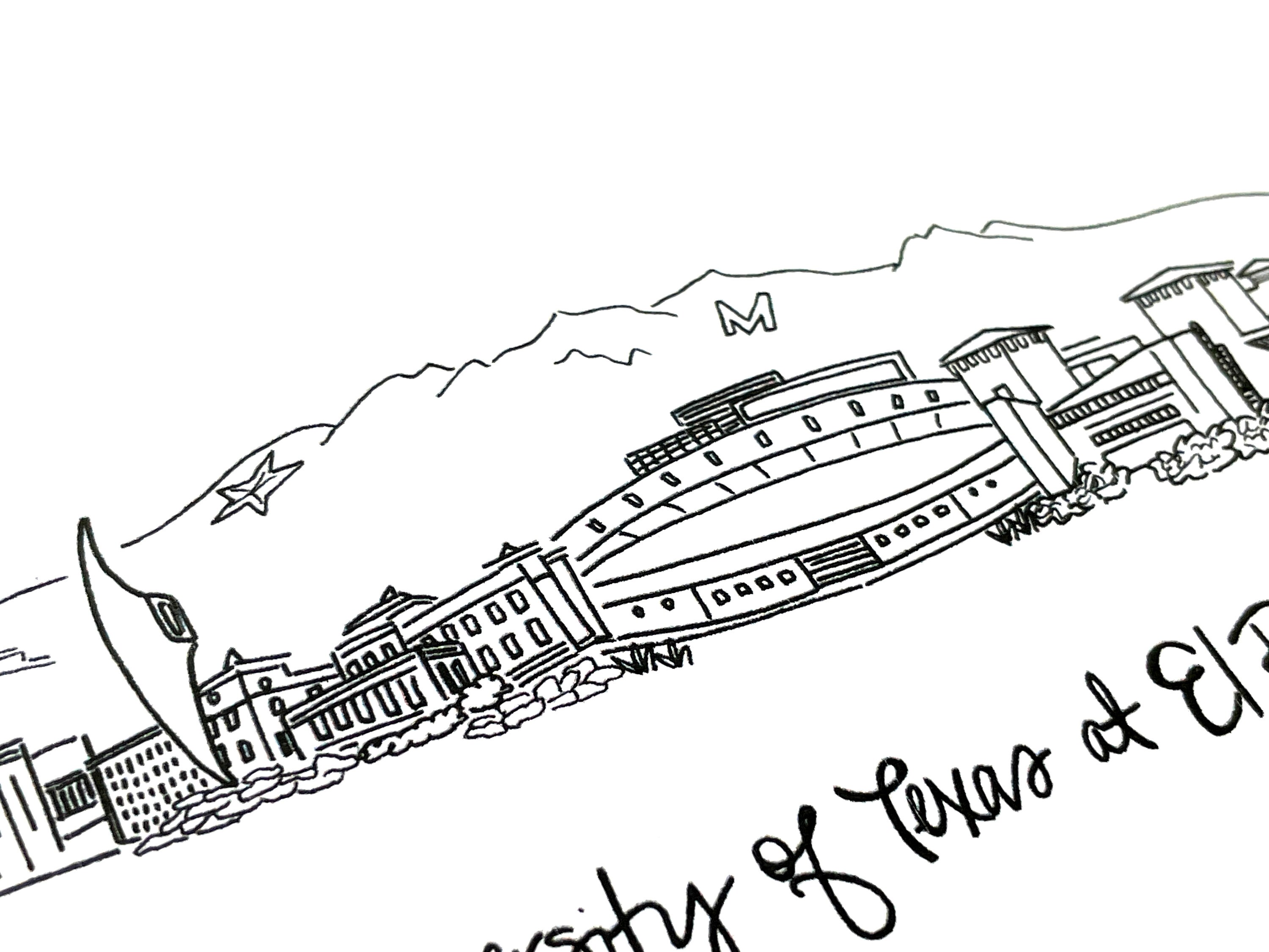 University of Texas at El Paso Art Print UTEP El Paso TX | Etsy