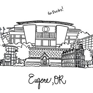 Eugene OR Art Print | University of Oregon - Etsy