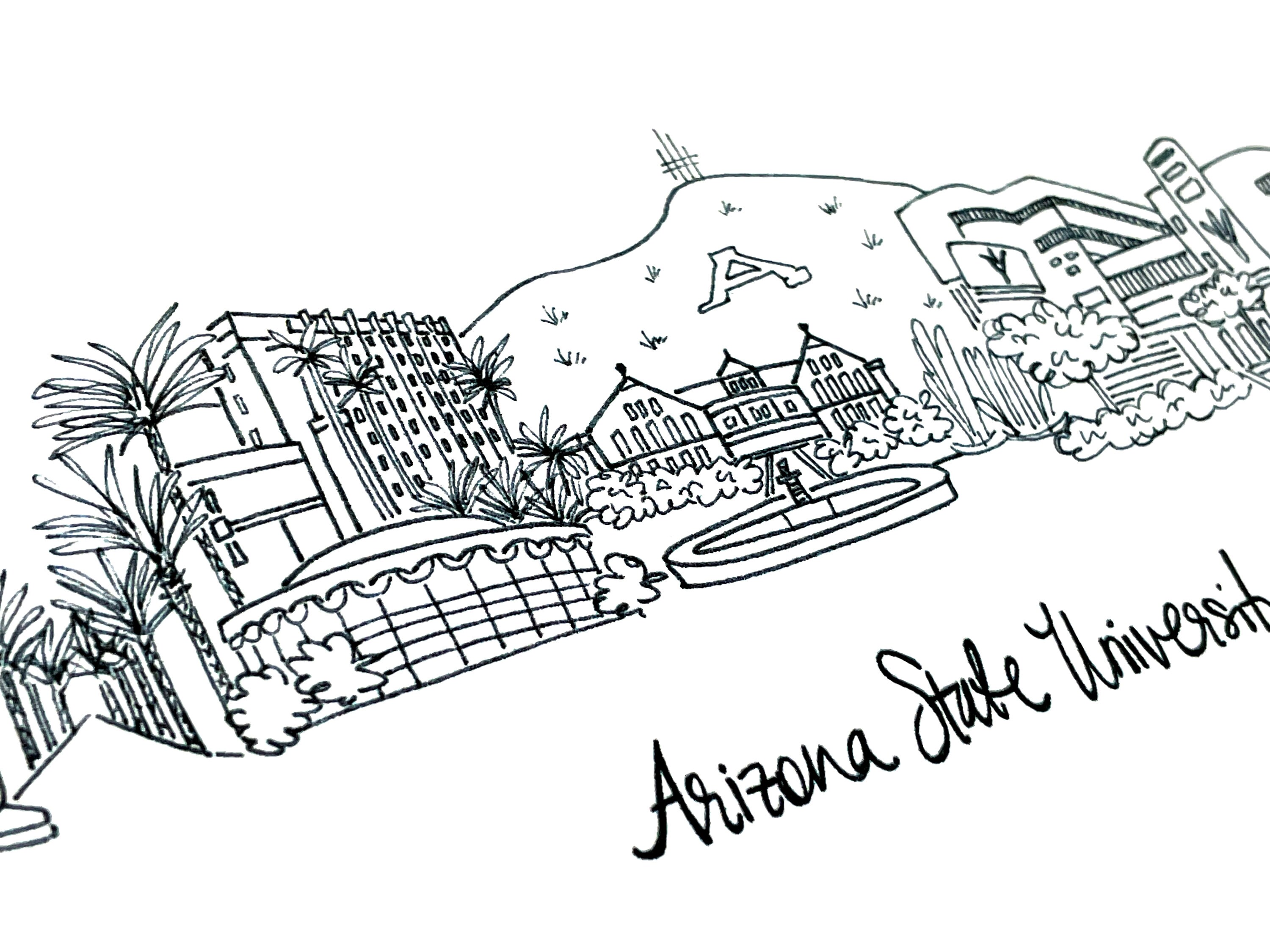 Arizona State University Art Print ASU Tempe AZ Sun - Etsy