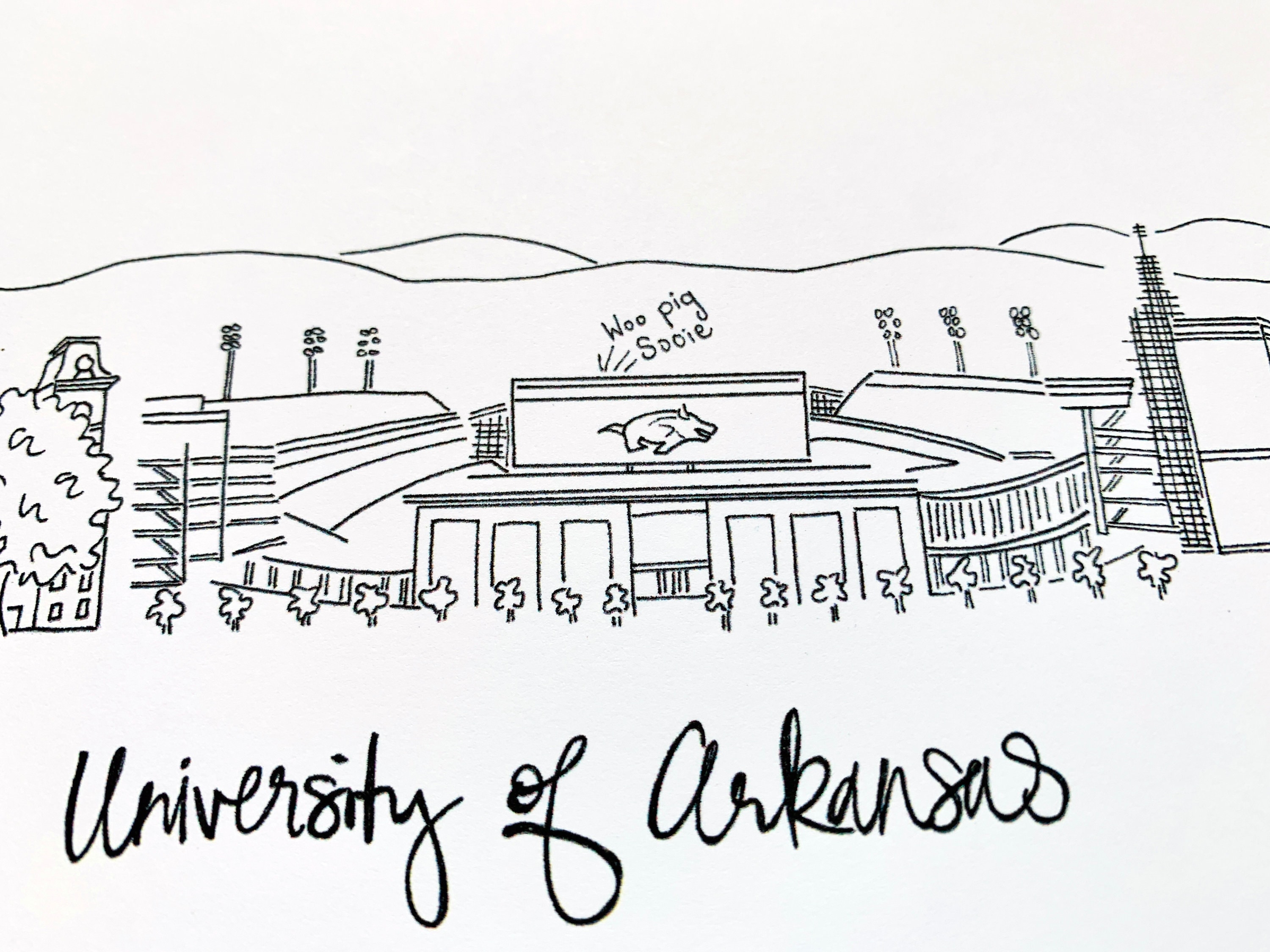 University of Arkansas Art Print Razorbacks | Etsy