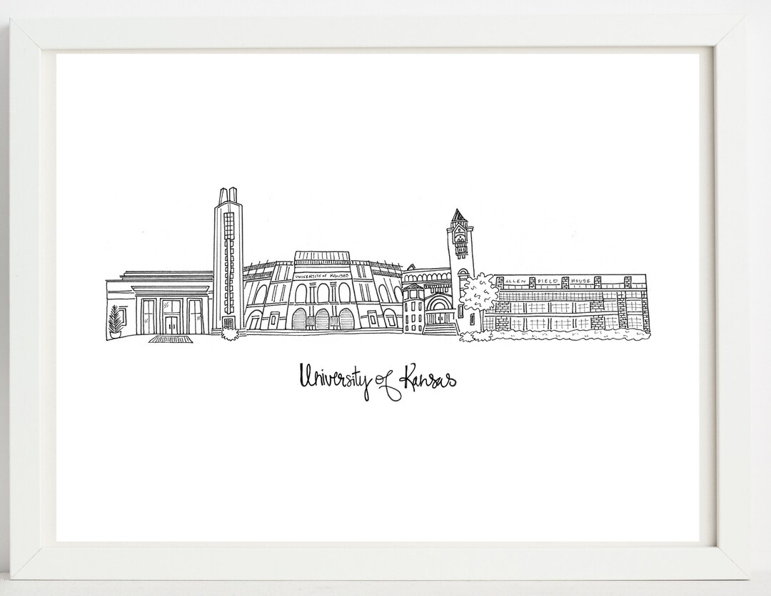 University of Kansas Art Print | KU | Lawrence KS | Jayhawks - Etsy