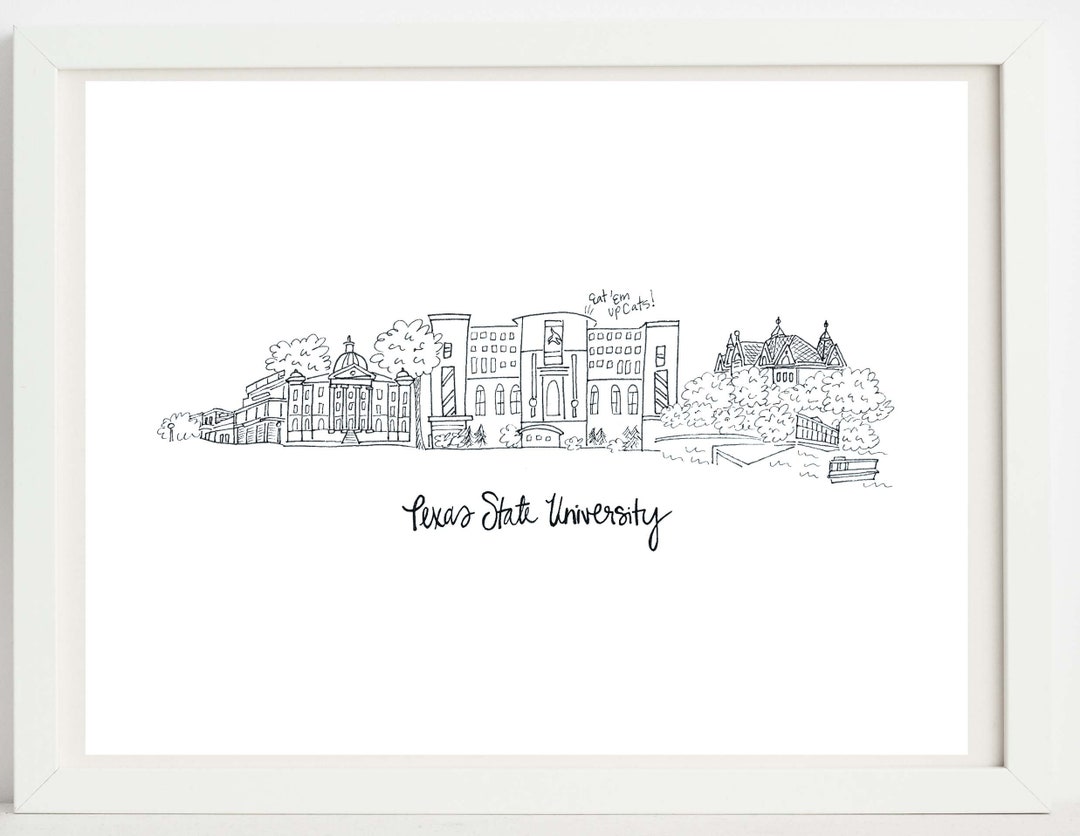 Texas State University Art Print | San Marcos, TX | Bobcats - Etsy