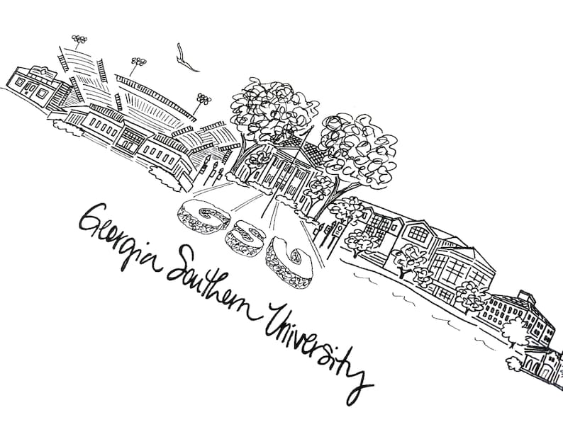 Georgia Southern University Art Print Statesboro GA - Etsy