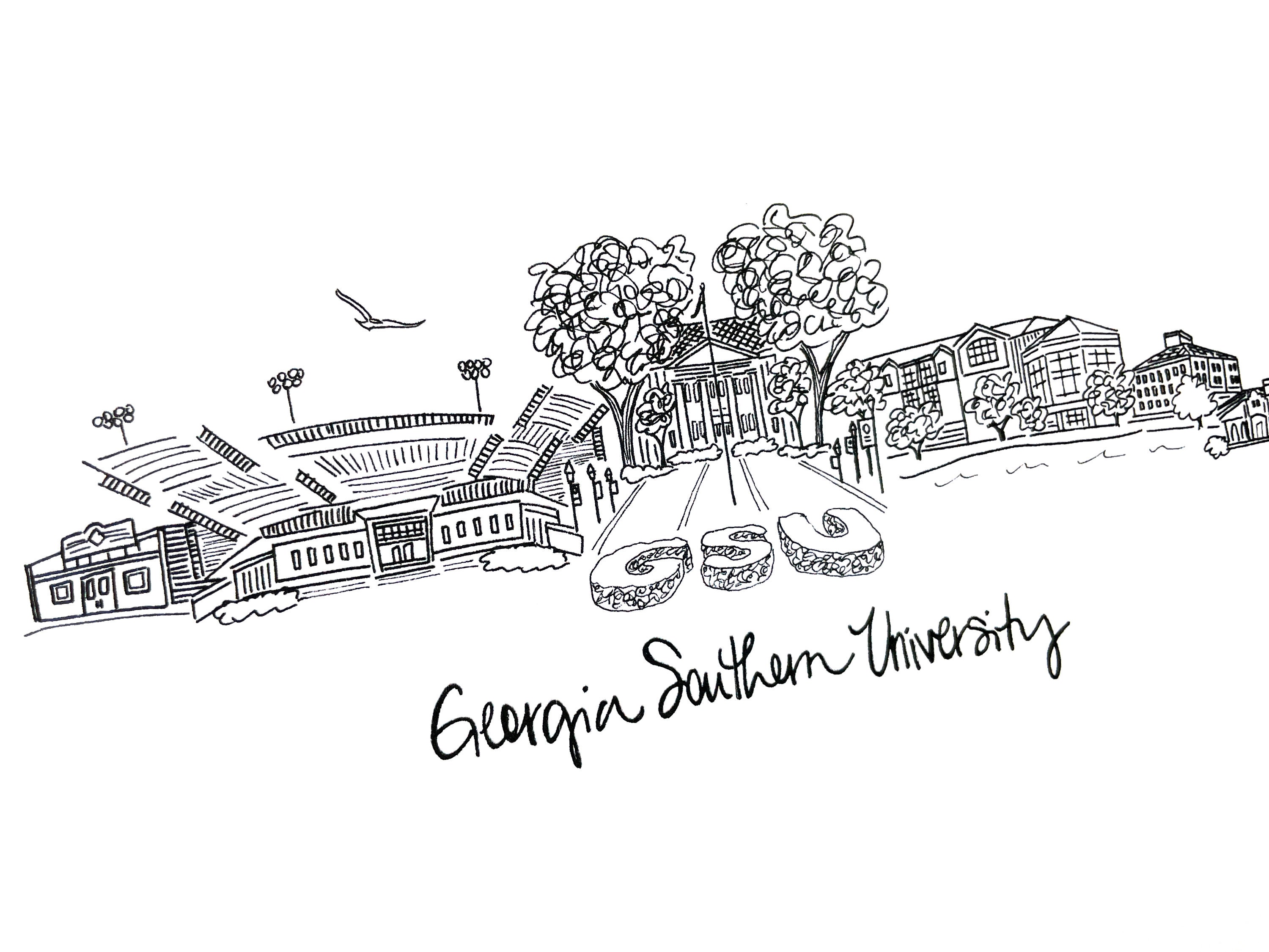 Georgia Southern University Art Print Statesboro GA - Etsy