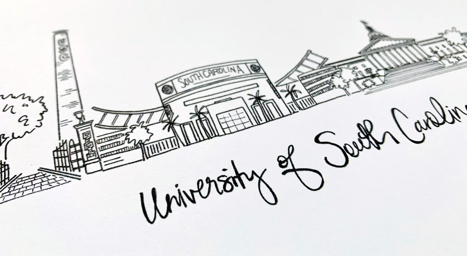 USC University of South Carolina Art Print Gamecocks | Etsy