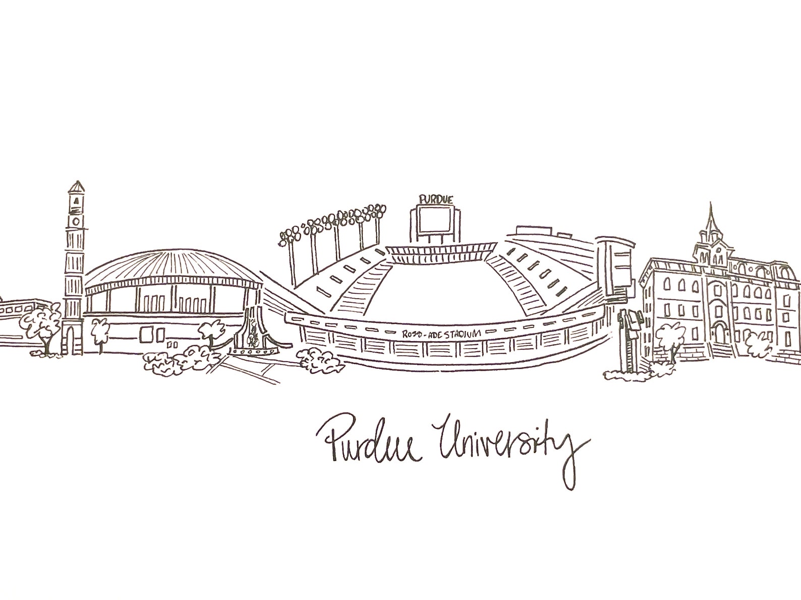 Purdue University Art Print Lafayette IN Indiana - Etsy