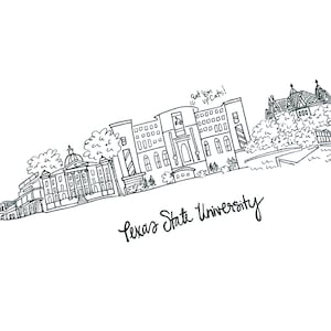 Texas State University Art Print | San Marcos, TX | Bobcats - Etsy