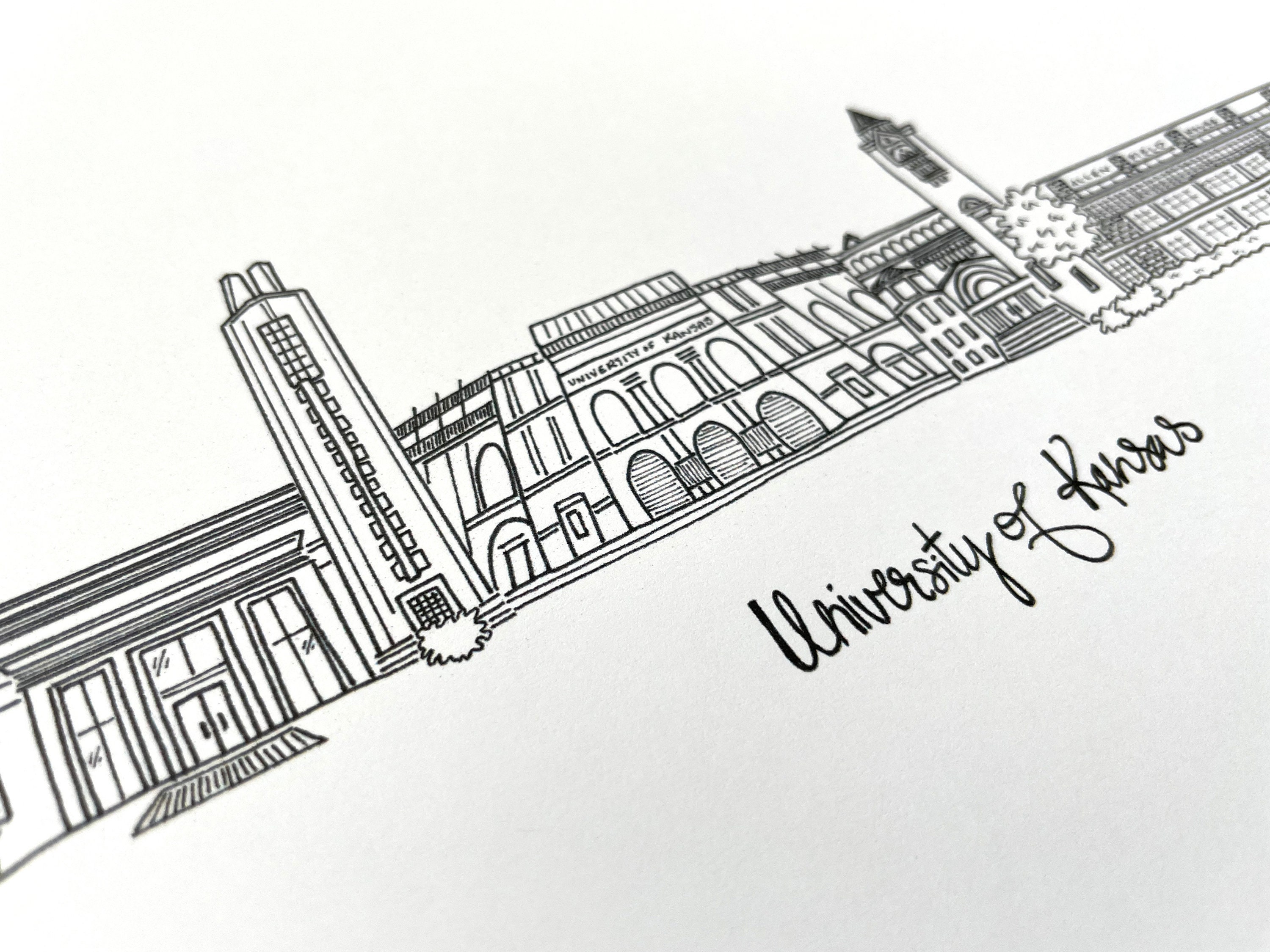 University of Kansas Art Print KU Lawrence KS Jayhawks - Etsy