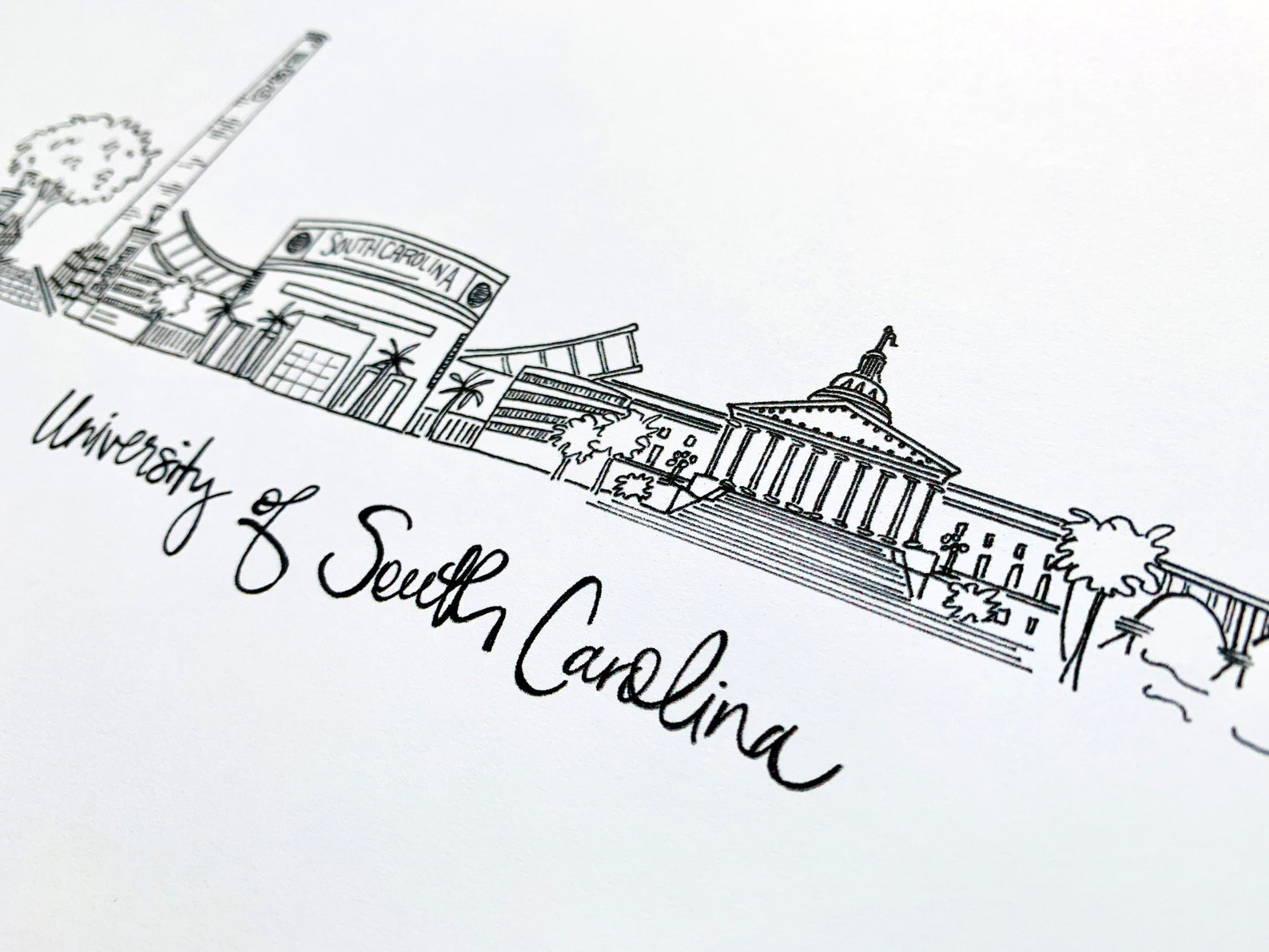 USC University of South Carolina Art Print Gamecocks | Etsy