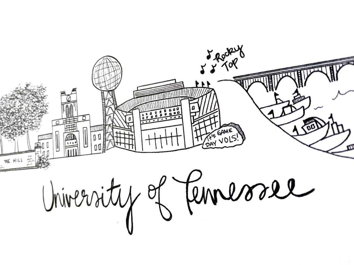 University of Tennessee Art Print Knoxville Volunteers - Etsy