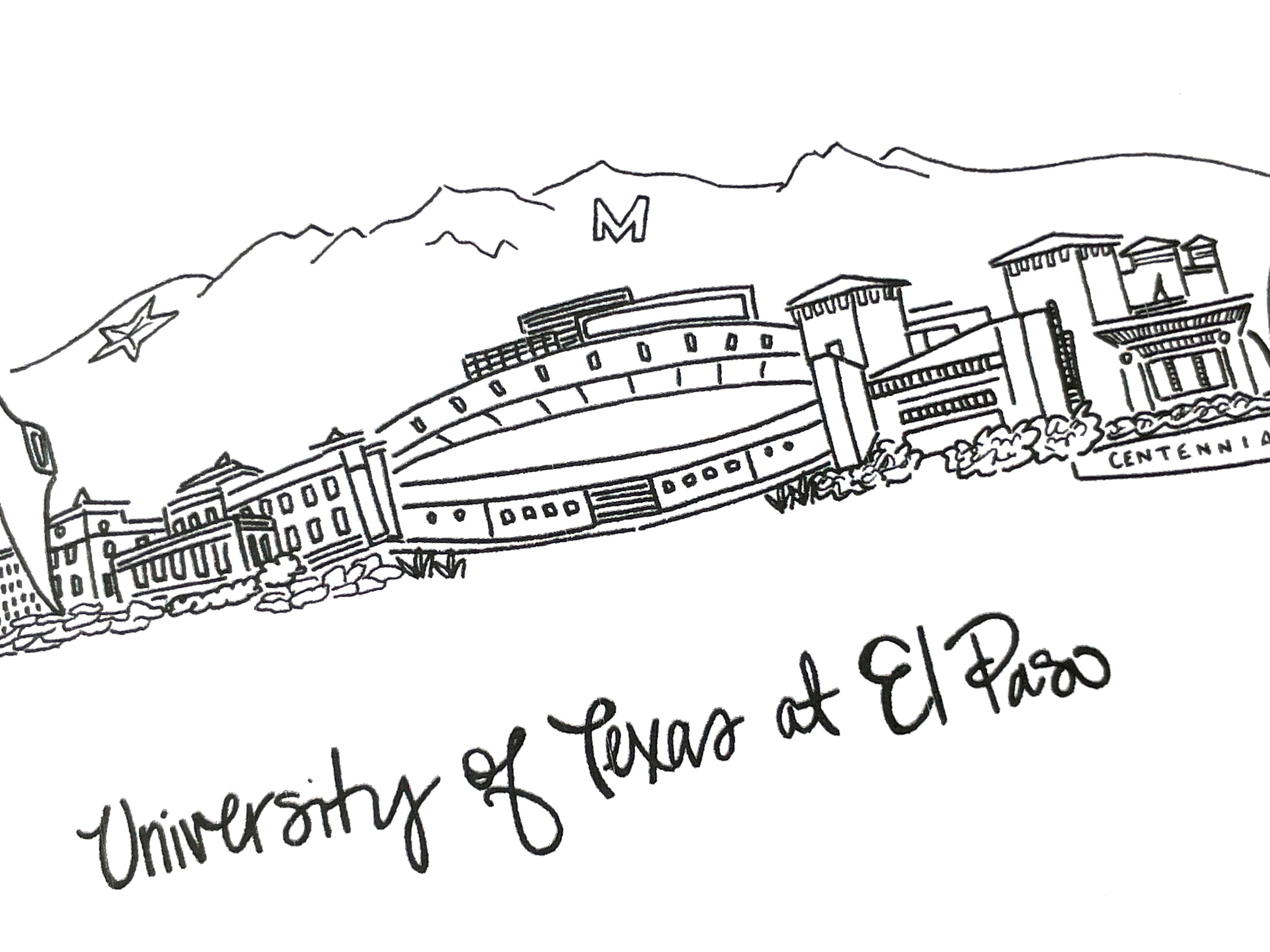 University of Texas at El Paso Art Print UTEP El Paso TX | Etsy