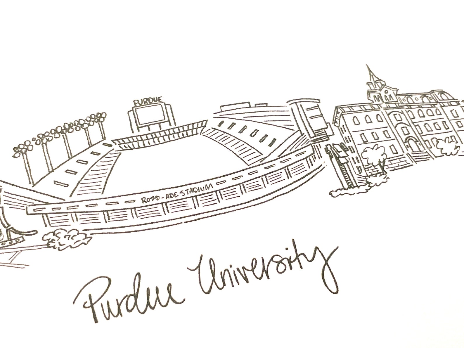 Purdue University Art Print Lafayette IN Indiana - Etsy