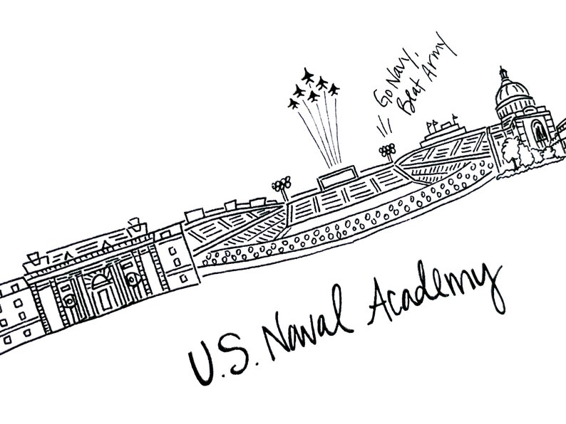 US Naval Academy Art Print USNA Annapolis MD Maryland - Etsy