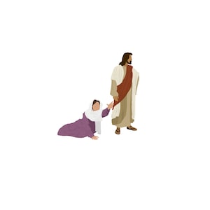 Woman Touching Jesus Garment| Christian Digital Print| Line Art| Modern ...
