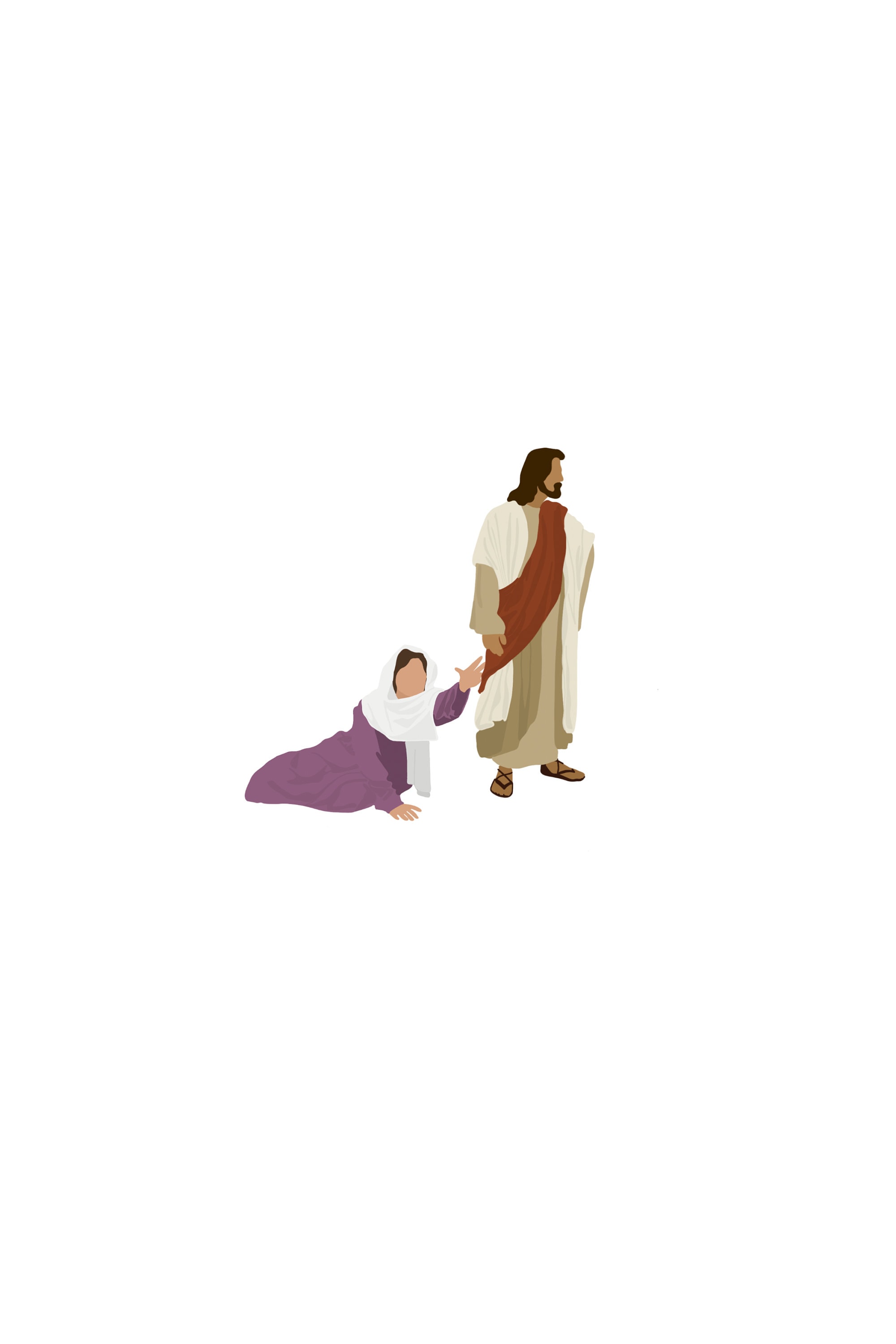 Woman Touching Jesus Garment| Christian Digital Print| Line Art| Modern ...