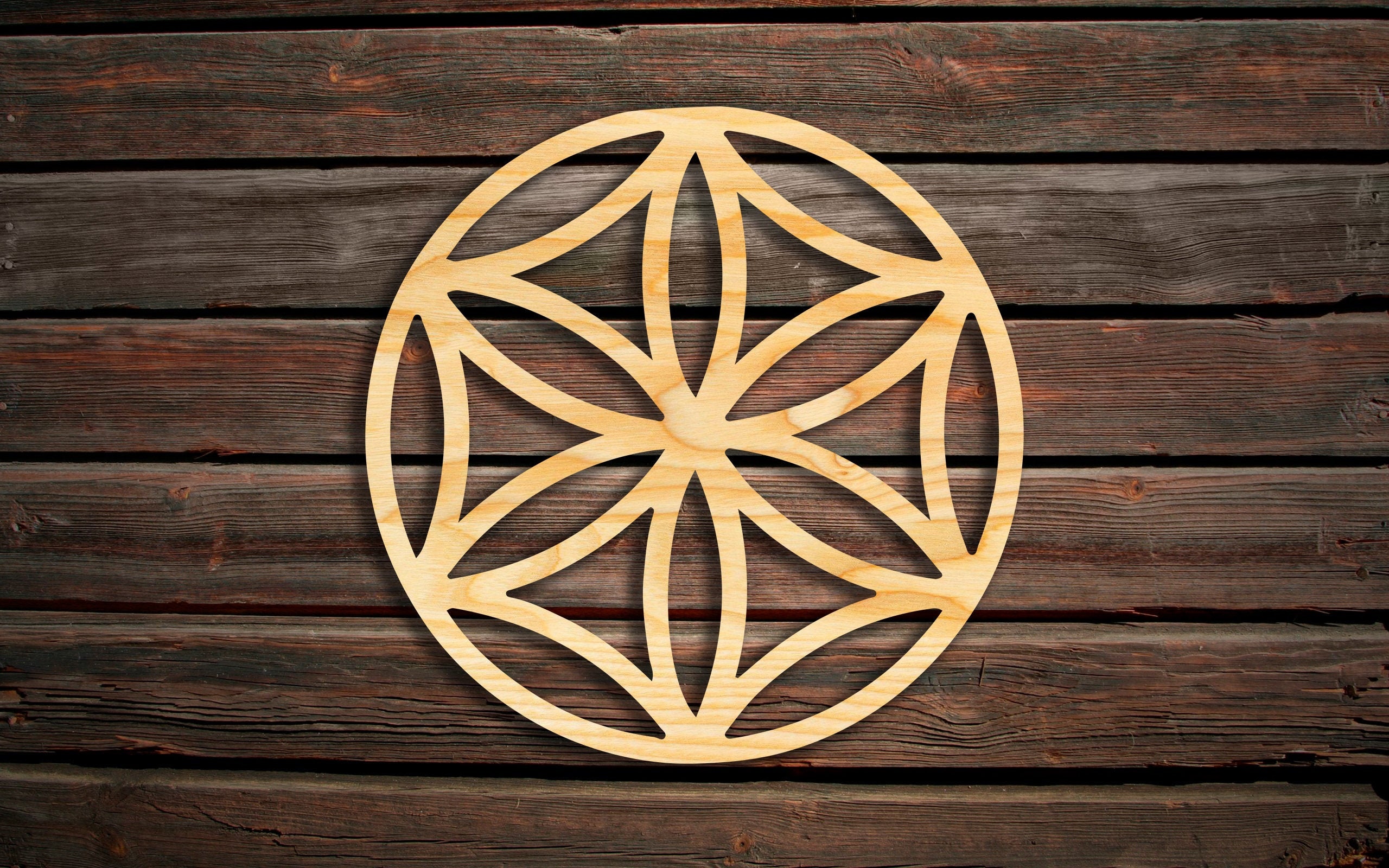 Aphrodite Flower wall decor from natural wood / Emblem Amulet | Etsy