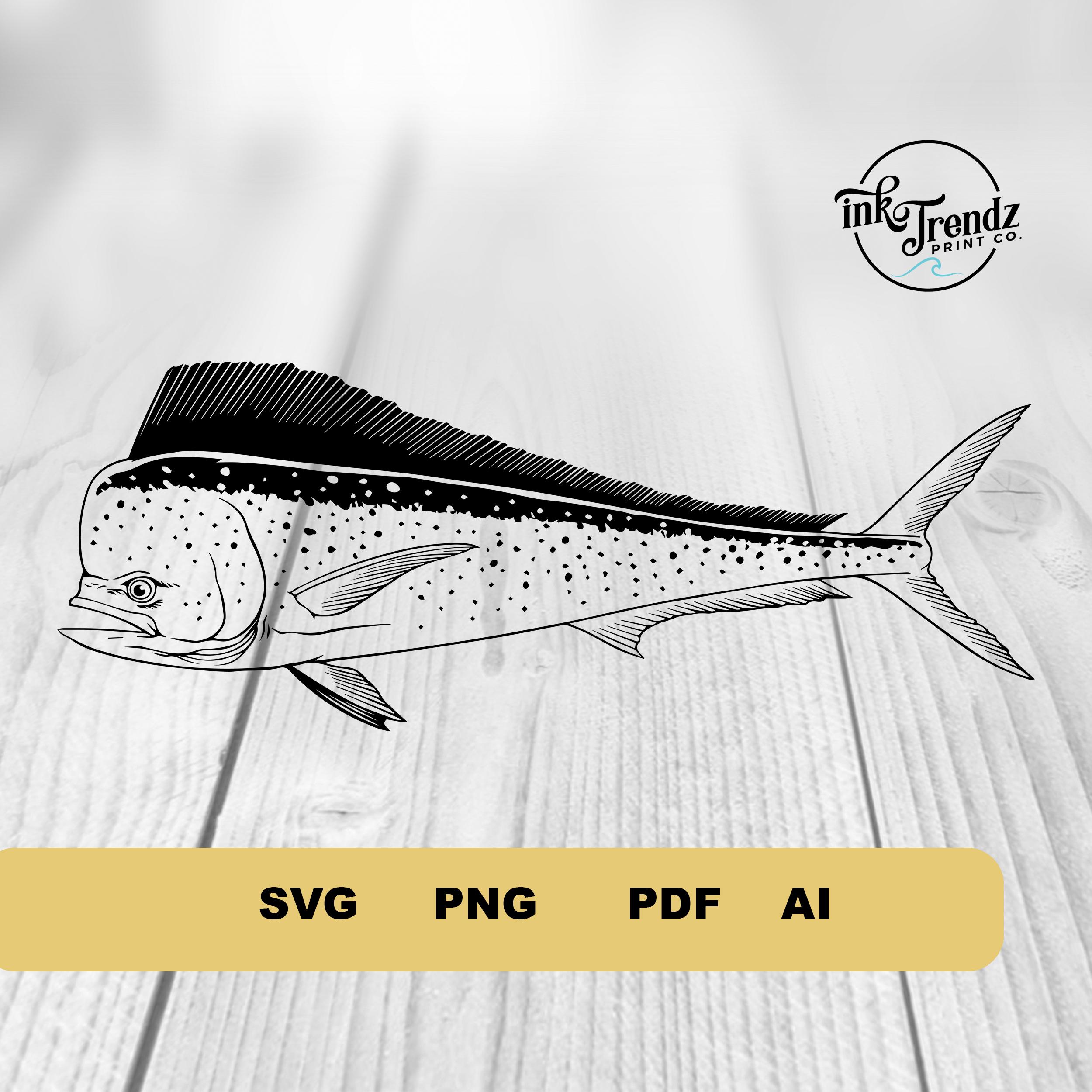 Mahi Fish Svg, Dolphin Fish Clipart, Dorado Svg, Outdoor Fishing Cut ...