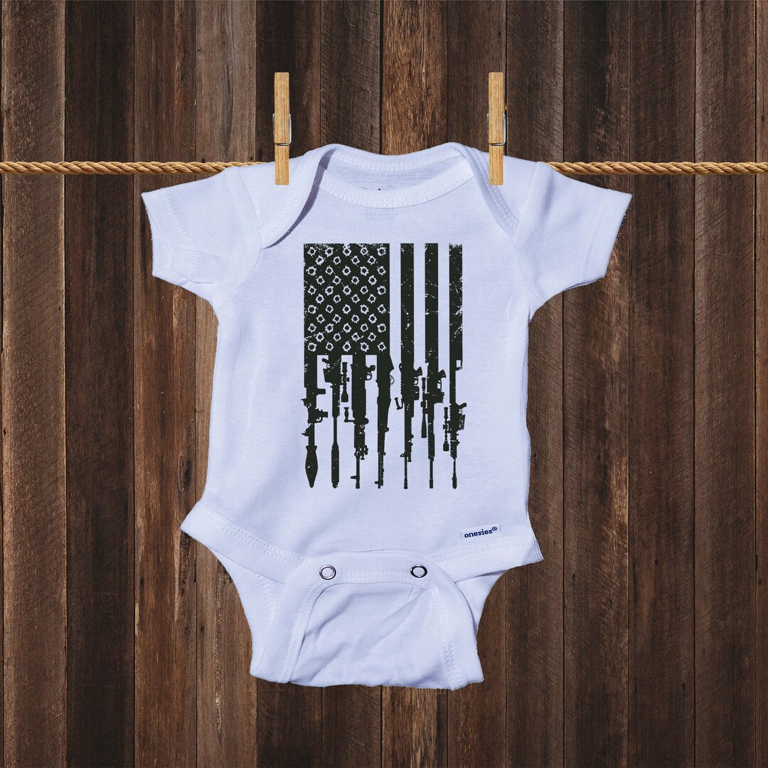 Ink Trendz® Distressed American Flag RPG Guns Freedom Onesie®, USA ...