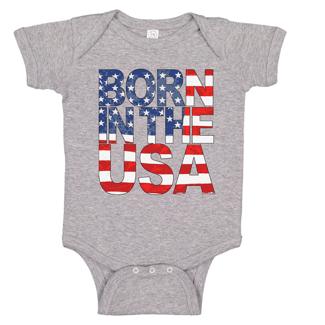 Patriotic Born in the USA Merica Baby Cotton Baby Bodysuit Baby Romper ...