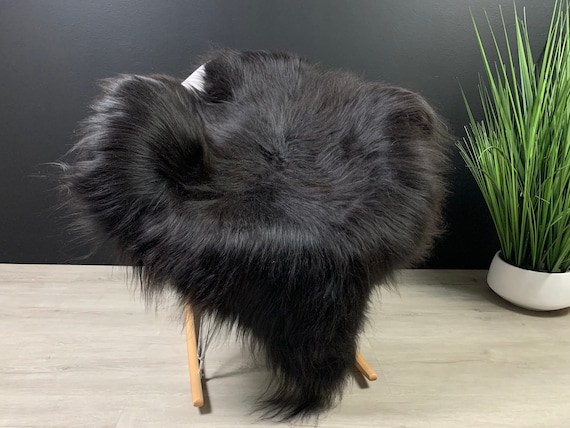 Rugs Icelandic Black White Sheepskin Rug Pelt Genuine Natural ...