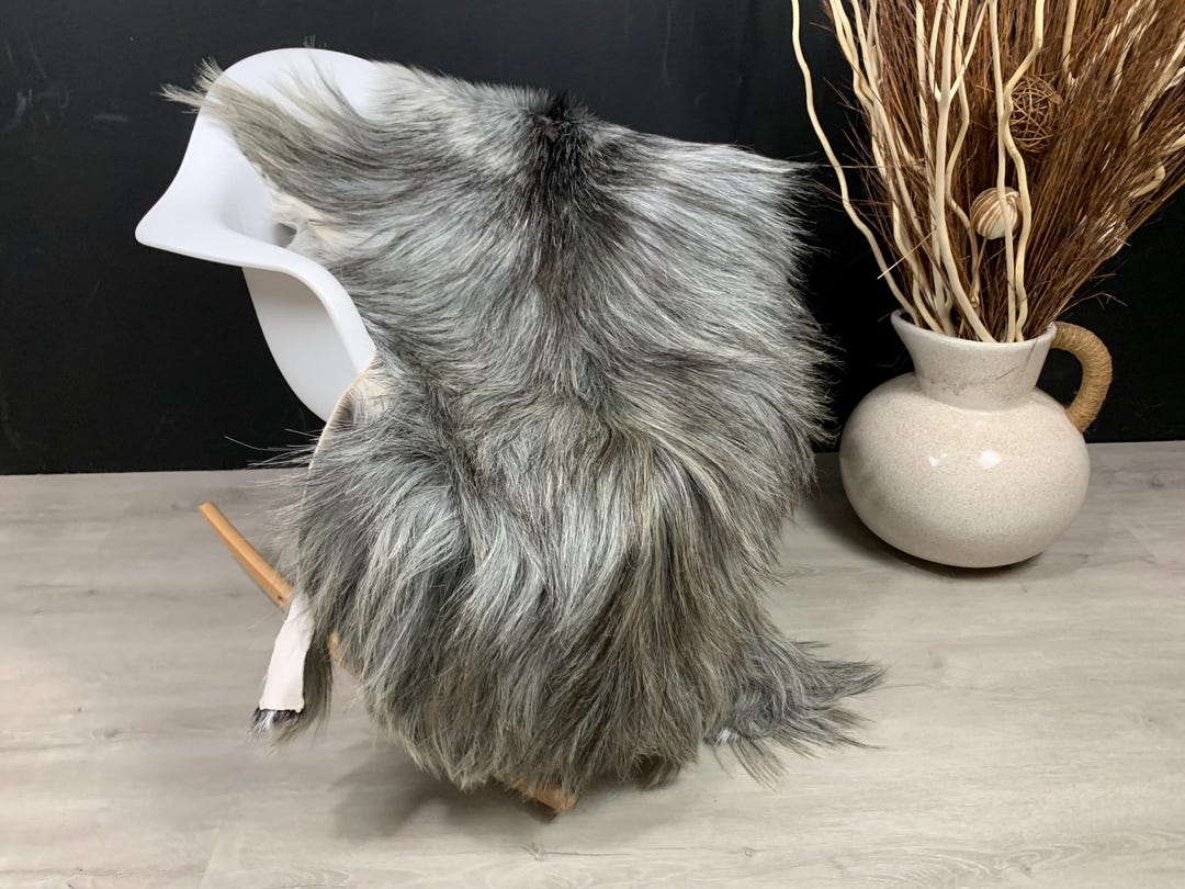 Goat Silver Gray Rug Pelt Hide, Real Goat Skin Rug, Genuine Natural ...