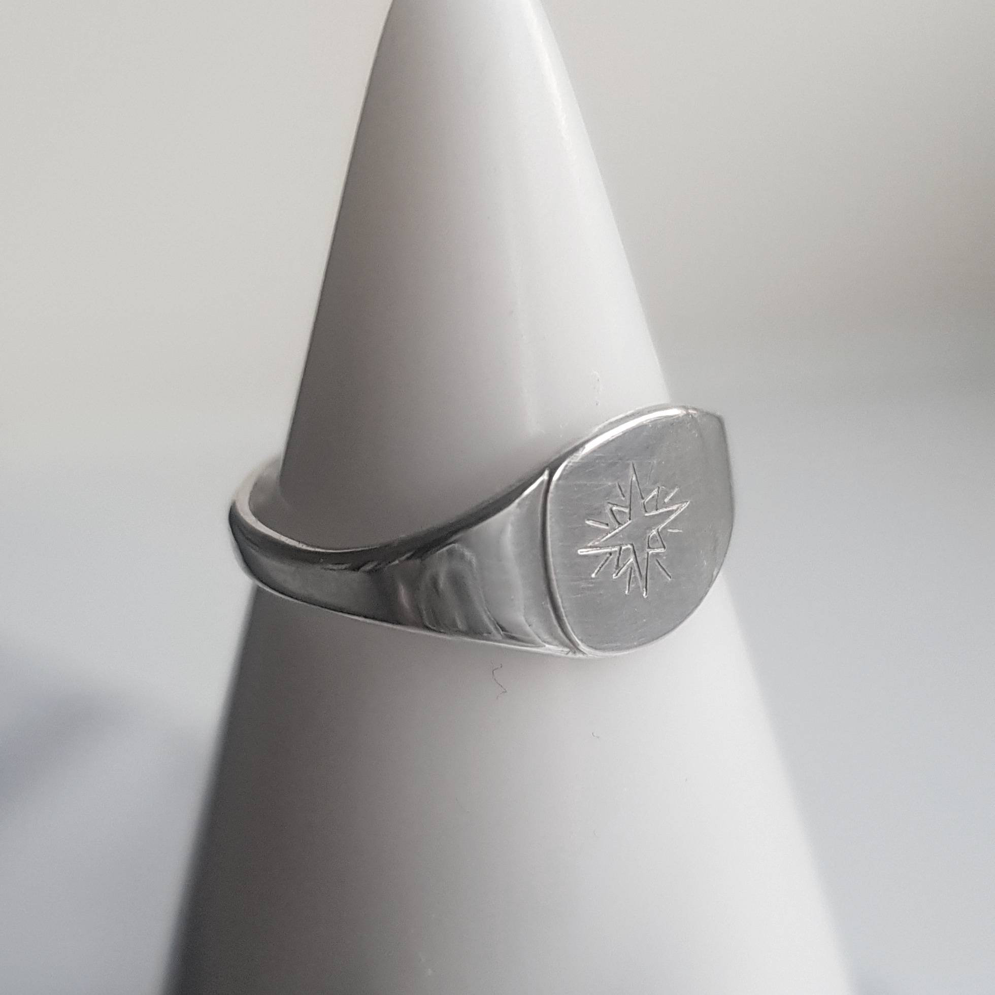 Adjustable North Star Signet Ring Sterling Silver Ring - Etsy