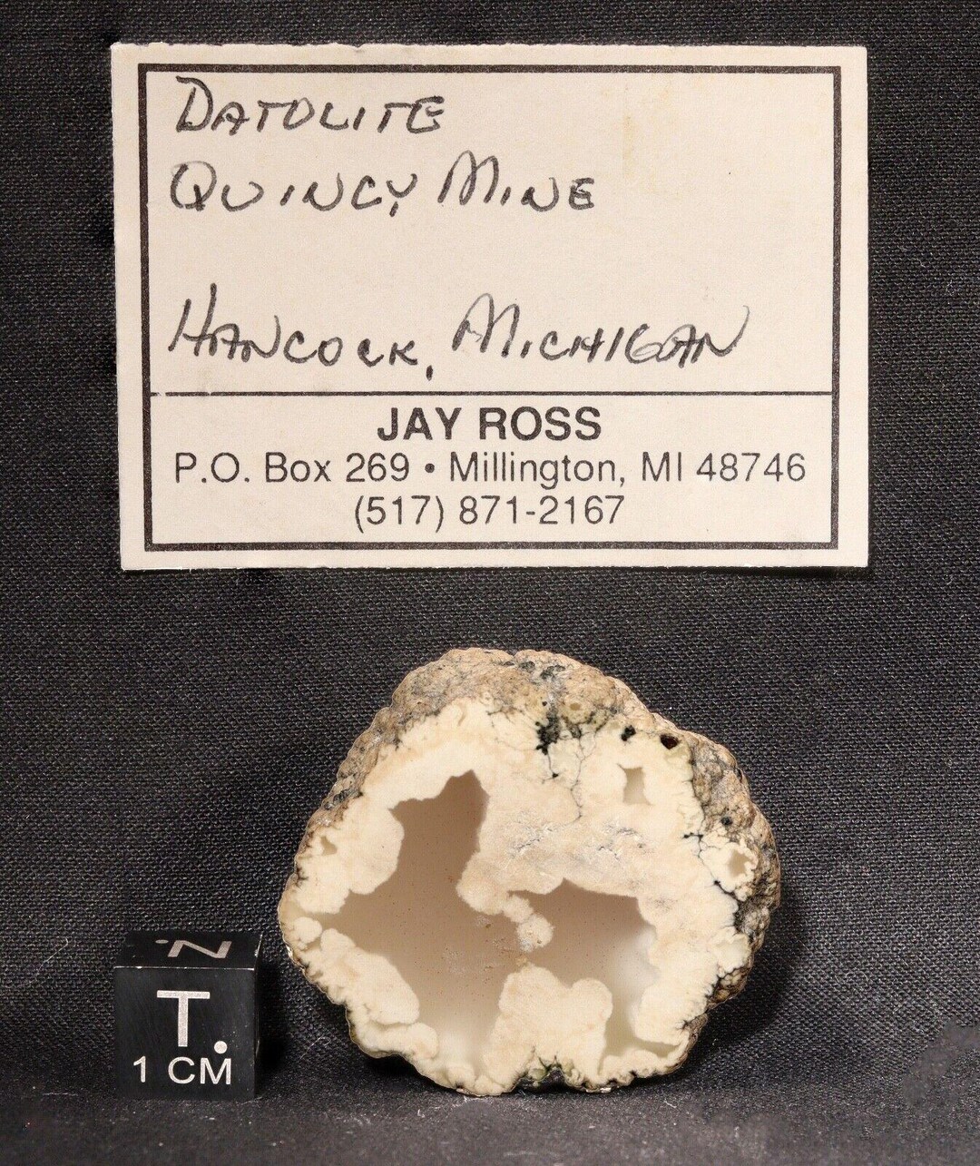 Unusual White to Translucent Datolite Slice From Quincy Mine, Michigan ...