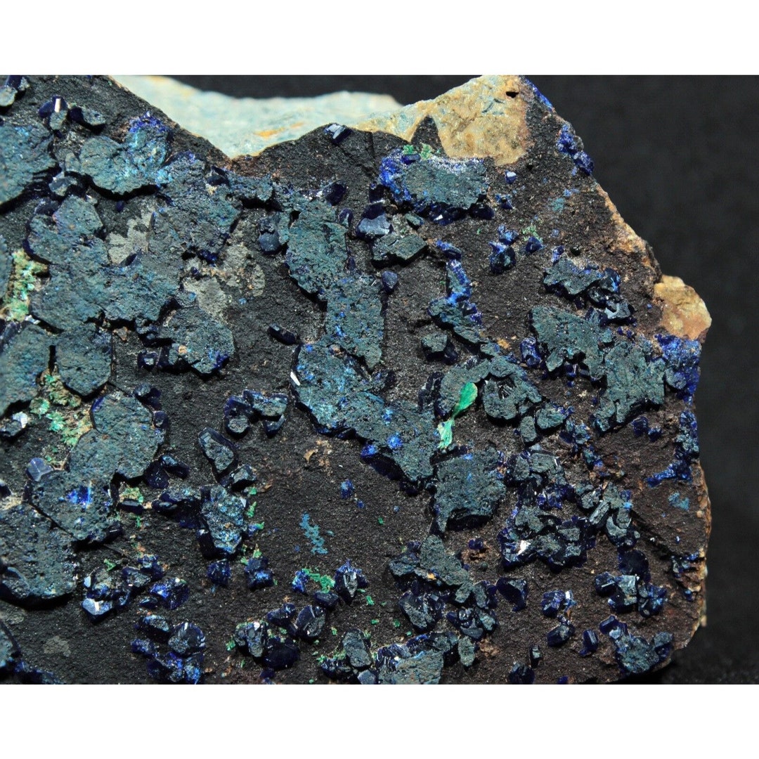 14.2 Cm Midnight Blue Azurite Crystals & Malachite From Mineral Hill ...