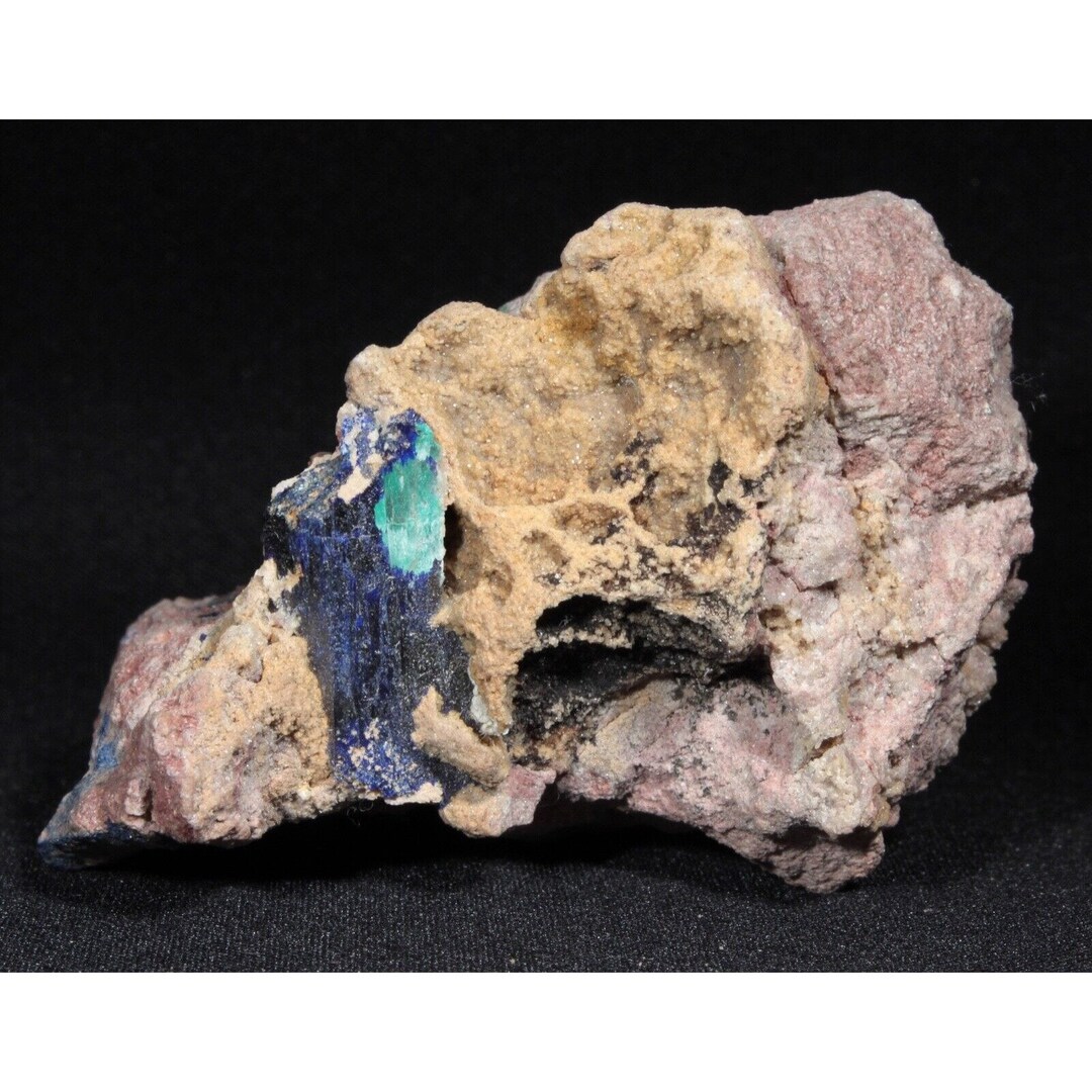2.1 Cm Deep Blue Lustrous Azurite Crystal & Malachite From Tsumeb Mine ...