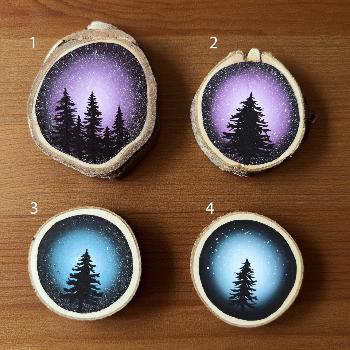 Tree Magnets and Oranaments, Galaxy Magnets, Wood Slice Magnet, Rustic ...