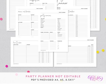 Party Event Planner Instant Download PDF A4 Letter and A5 - Etsy