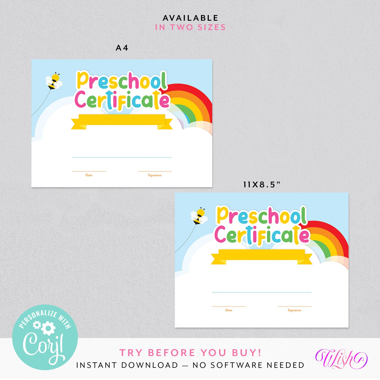 Editable Preschool Graduation Certificate Sign for Preschool - Etsy