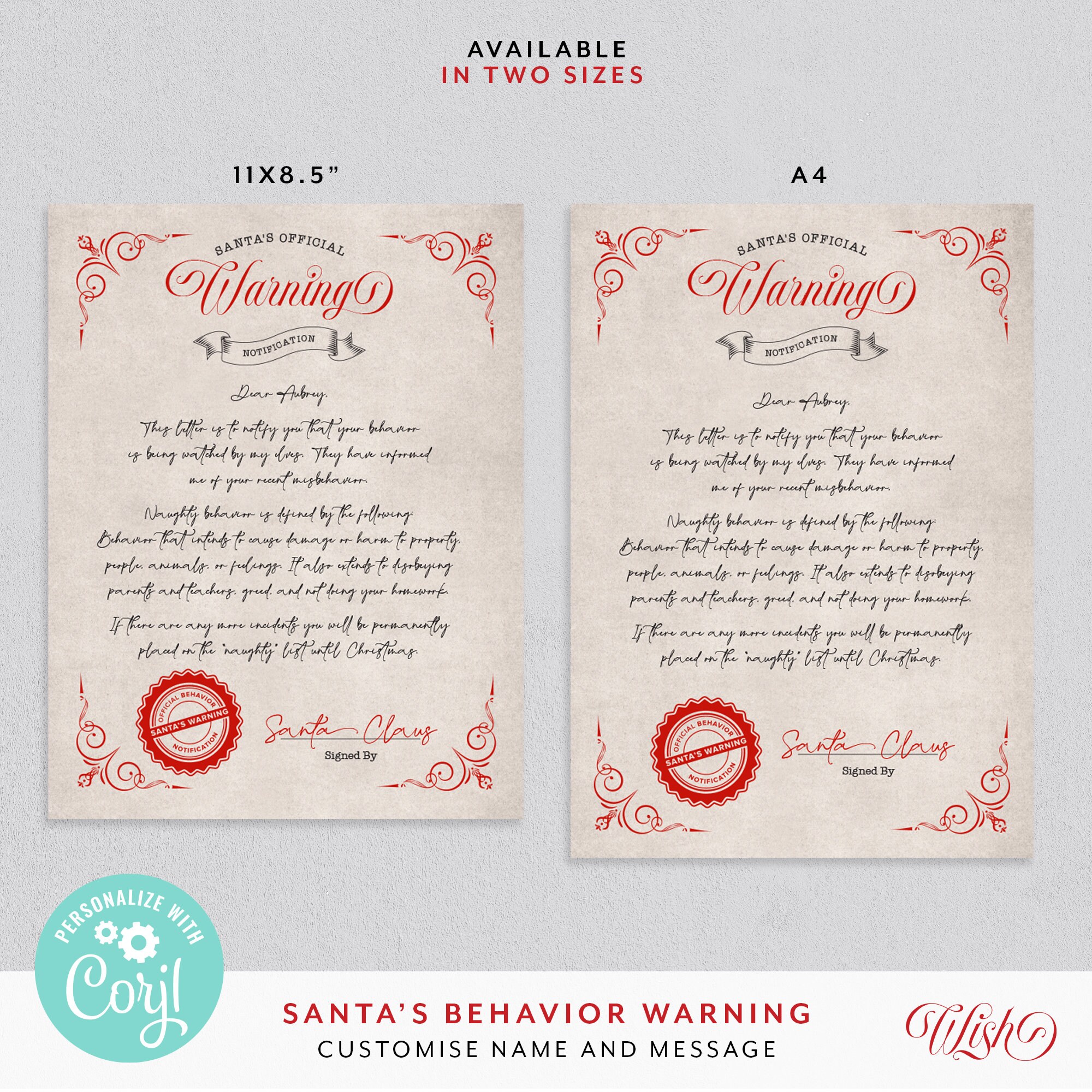 Santa Claus Bundle, Letter From Santa, Nice List Certificate, Warning ...