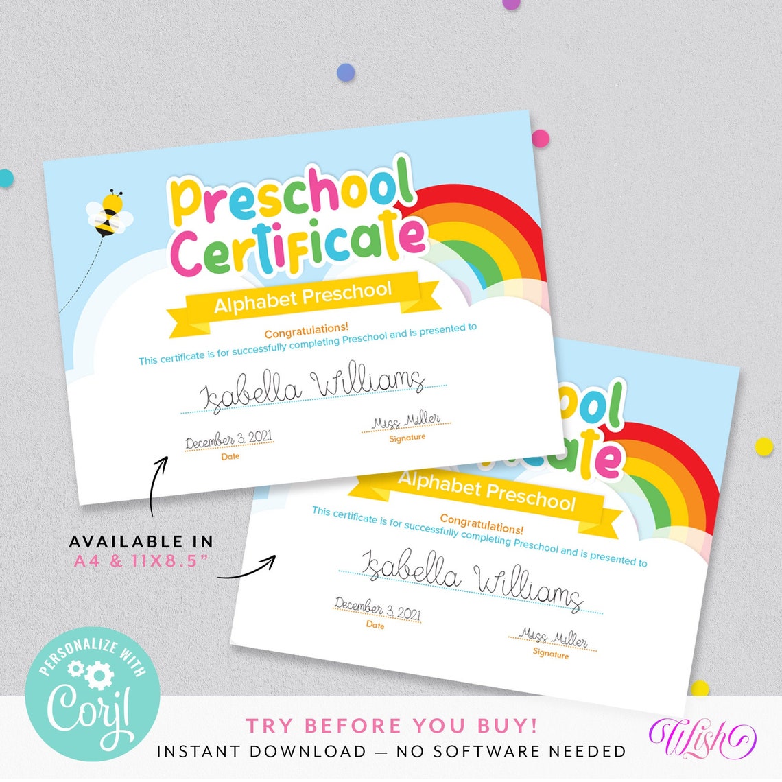 Editable Preschool Graduation Certificate Sign for Preschool - Etsy